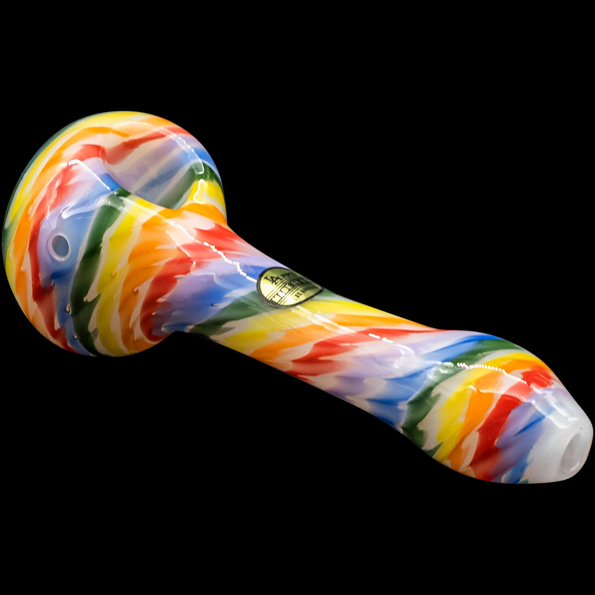 "Rainbow Tie-Dye" Glass Spoon Pipe on White – LA Pipes