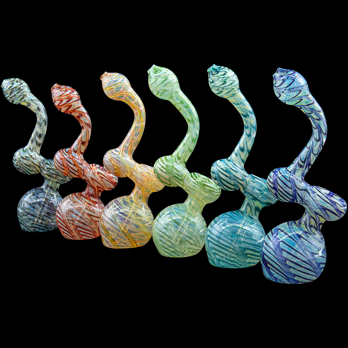 "Bubble Lock" Color Raked Sherlock Bubbler Pipe – LA Pipes