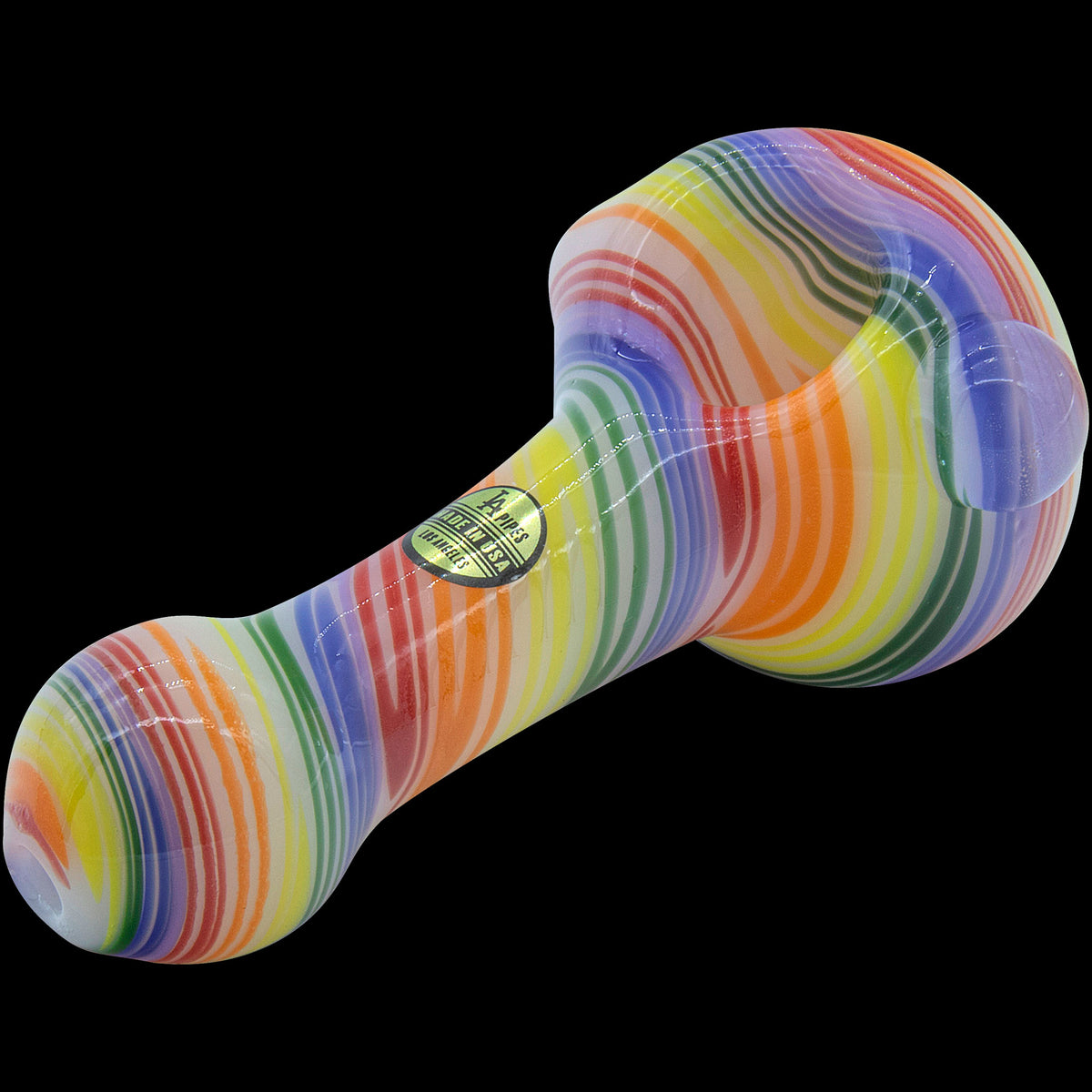 "Rainbow Spirals" White Glass Pipe – LA Pipes