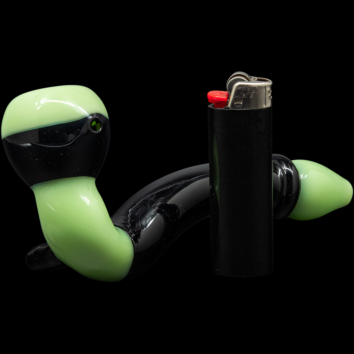 "Alien Locks" Green n Black Sherlock Pipe – LA Pipes