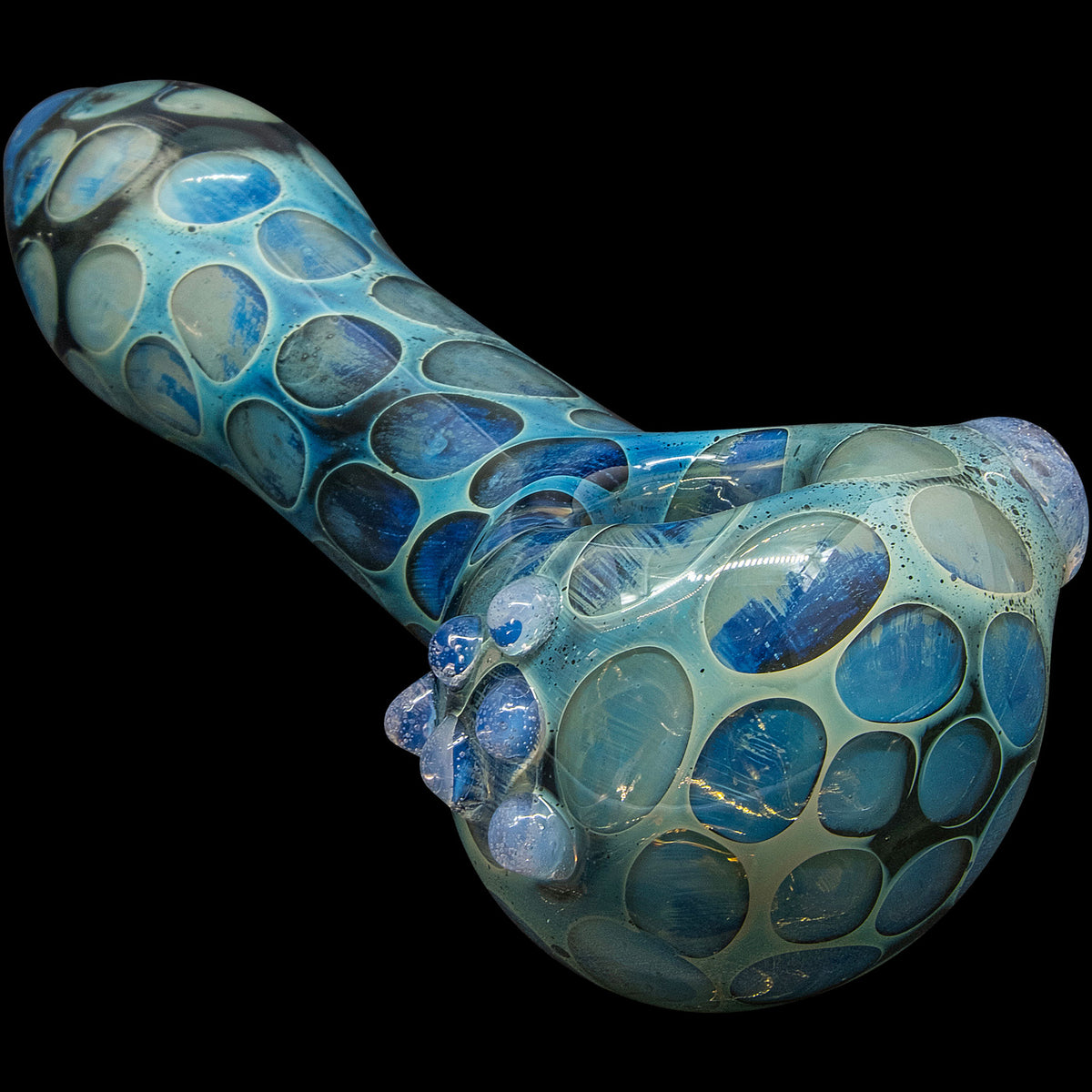 "Speckeled Moon" Silver Fumed Cobalt Spoon Pipe – LA Pipes